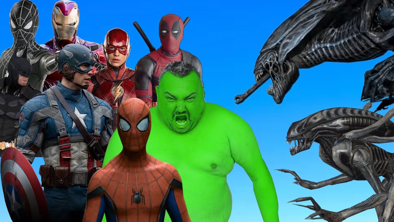 Superheroes VS Alien Queen VS Aliens - YouTube