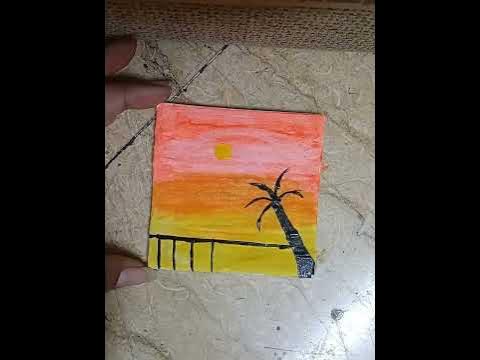 How to draw simple sunset painting 🌇. #sunset #youtubeshorts # ...