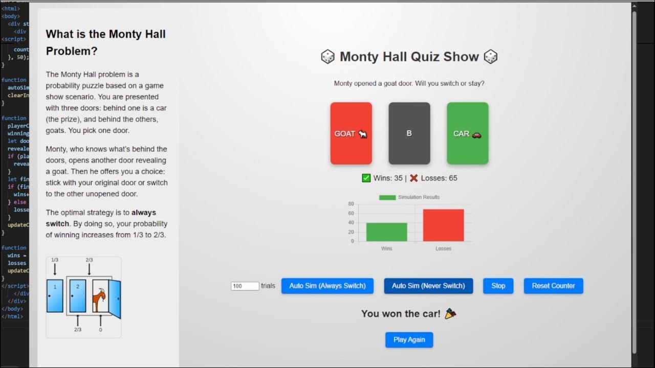 Monty Hall Problem Solved: Watch the Simulation in Action - YouTube