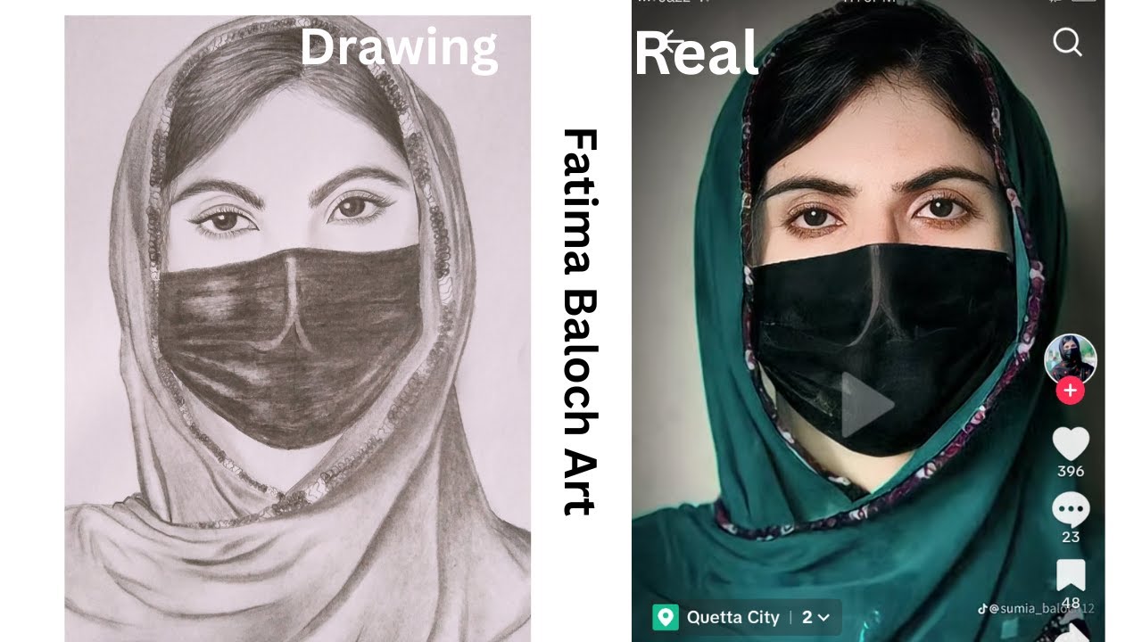 How To Draw Sammi Baloch Sketch || By Fatima Baloch Art - YouTube