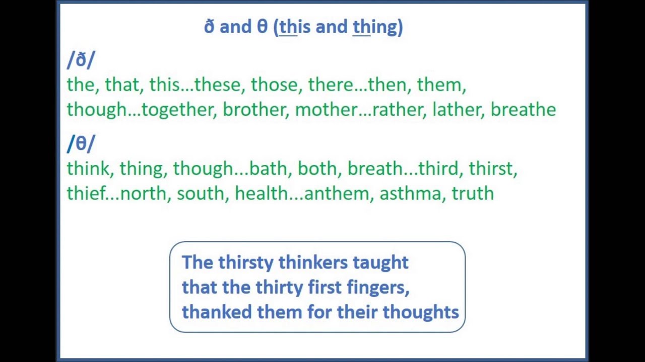 British English Phonemics 11/22 - ð and θ (This and Thing) - YouTube