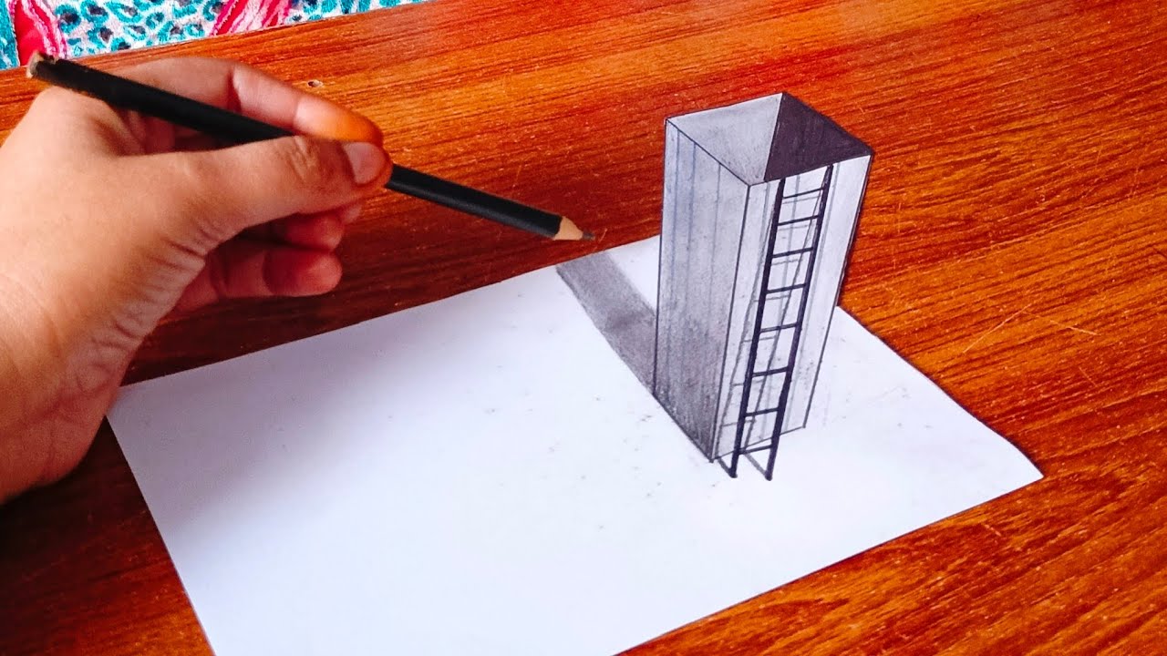 Very easy 3d drawing on paper for beginners - How to draw 3d / optical ...