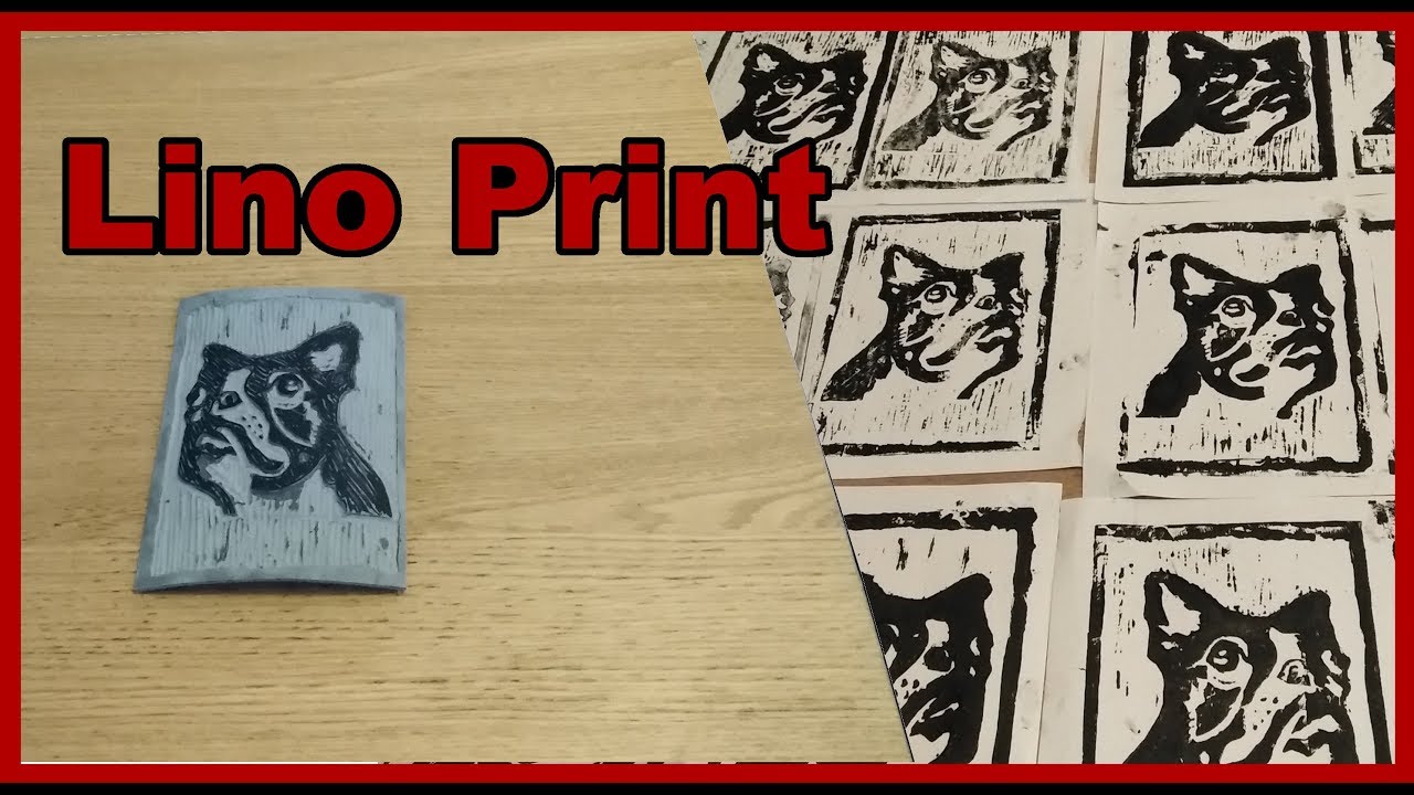 How to create a lino print. Block printing. Boston terrier. - YouTube