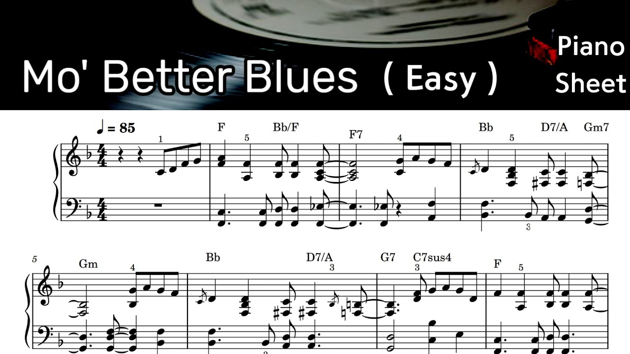 Mo' Better Blues / Easy Piano Sheet Music / Writer : Bill Lee / by ...