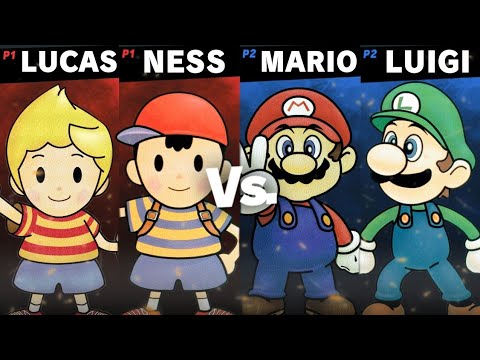 Smash Remix | Lucas & Ness vs Mario & Luigi in Peach's Castle II | Team ...