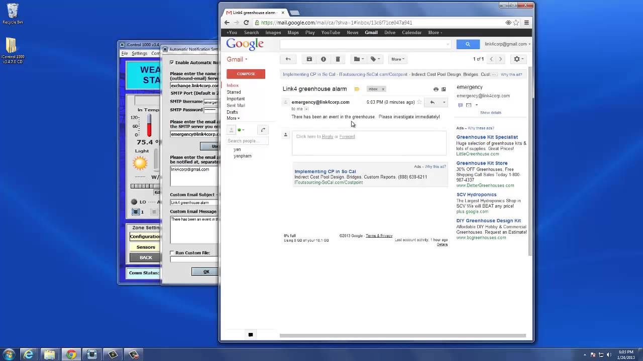 iControl 1000 email notification process - YouTube