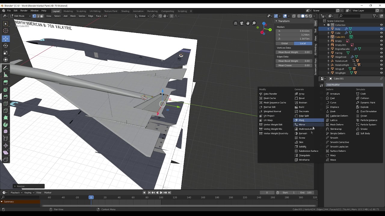 Blender 2.8 - Making a Simple XB-70 Part 3 - Adding Details and ...
