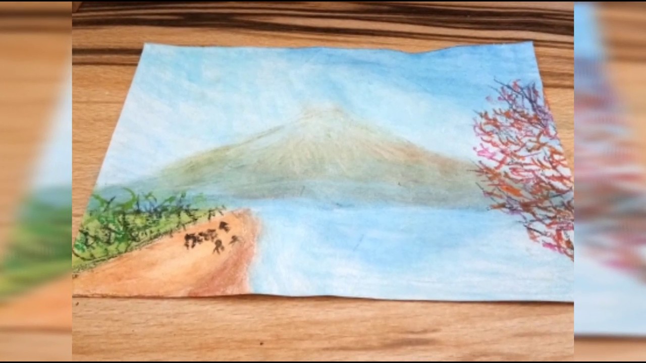 How to make Mount Fuji with oil pastels........🗻 🗻 . - YouTube