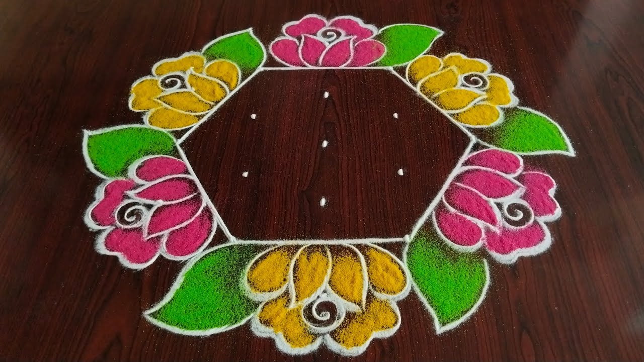 Simple and latest daily kolams with (5*3) dots // Easy rose kolams ...