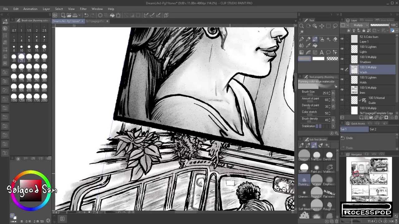 Digital Ink-washes in CSP for Dream Life Book Two! - YouTube