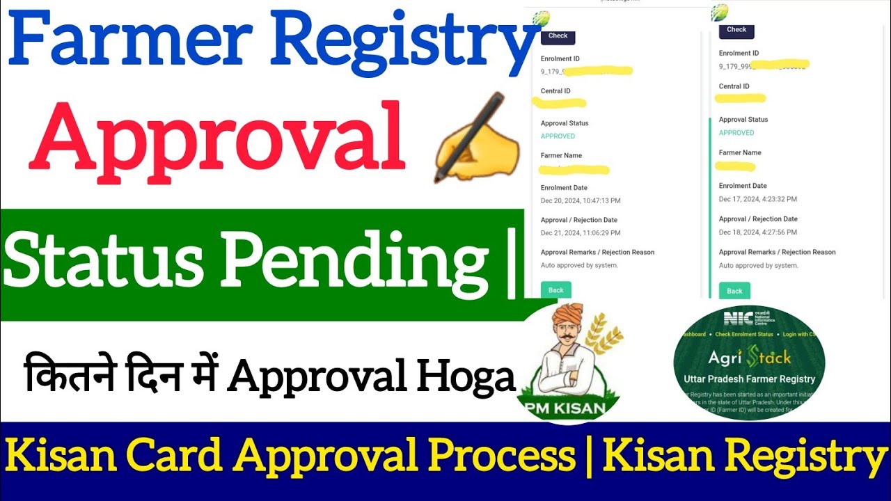 Farmer Registry Approval Status Pending | Kisan Card Approval Process ...