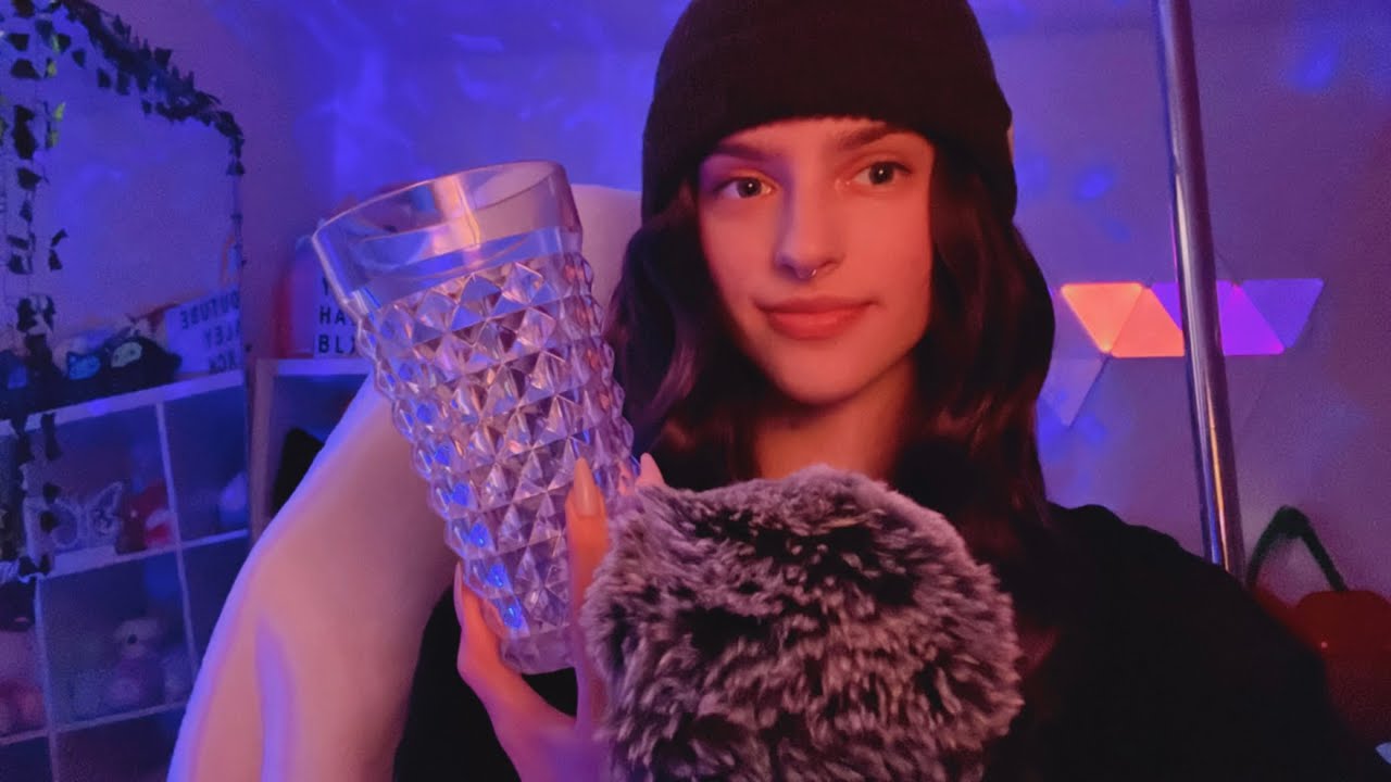 ASMR Cup Tapping & Scratching 💜 (Rainbow Cup, Purple Cup, & Silicone ...