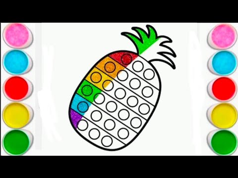 Pineapple 🍍 Popat Drawing, Coloring 🎨 for kids & toddlers | learning ...