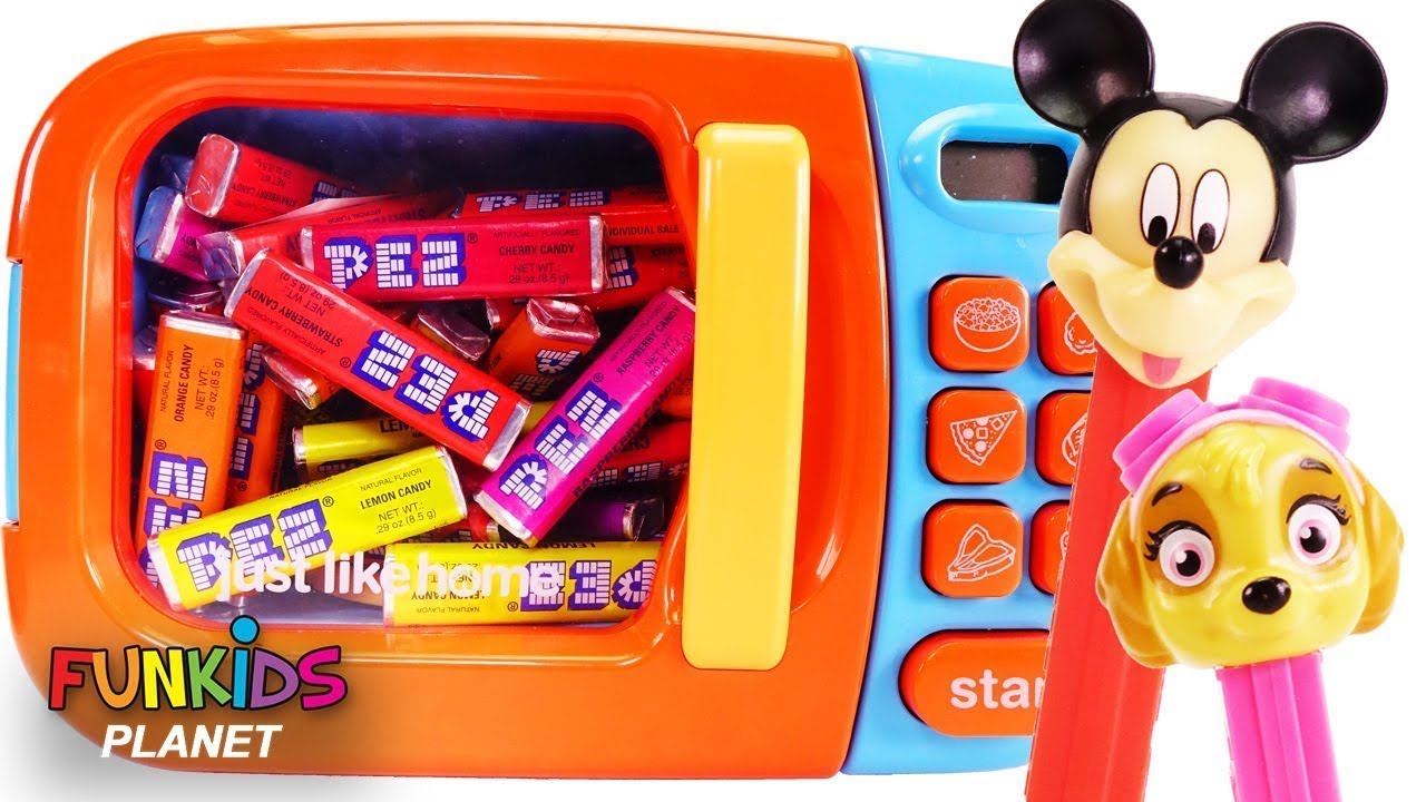 Microwave Surprise Toys Compilation: PEZ, Mickey Mouse, and Paw Patrol ...