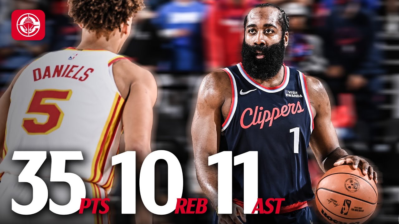 James Harden Drops Triple-Double Against the Hawks - YouTube