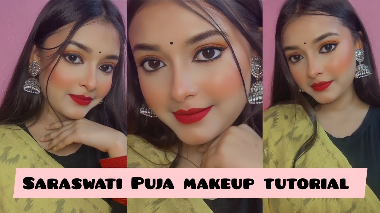 Saraswati Puja makeup look tutorial | সরস্বতী পুজো makeup tutorial ...