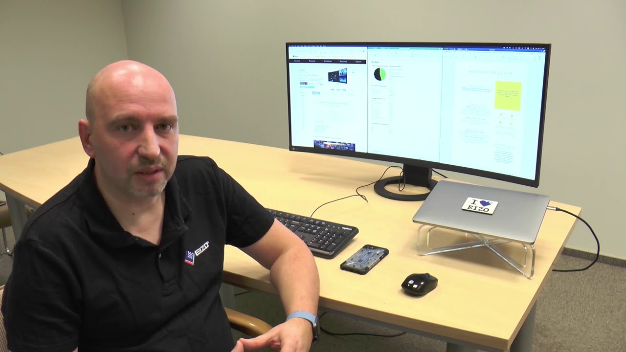 EIZO FlexScan EV3895 - panoramiczny, zakrzywiony model biurowy - YouTube