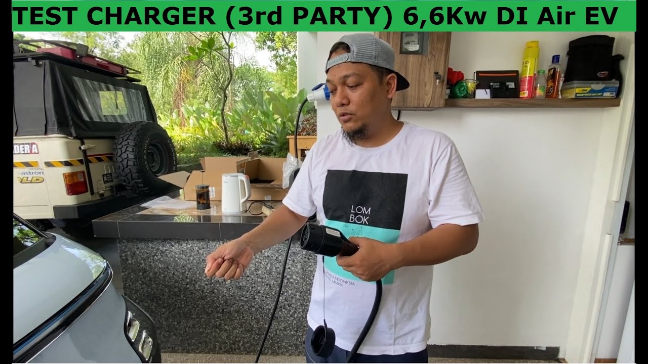 Test charger portable (3rd party) 6,6Kw buat Wuling Air EV - YouTube