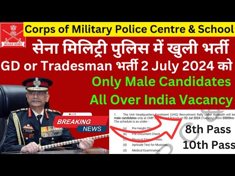 Indian Army CMP Centre & School Agniveer New Vacancy 2024| सेना ...