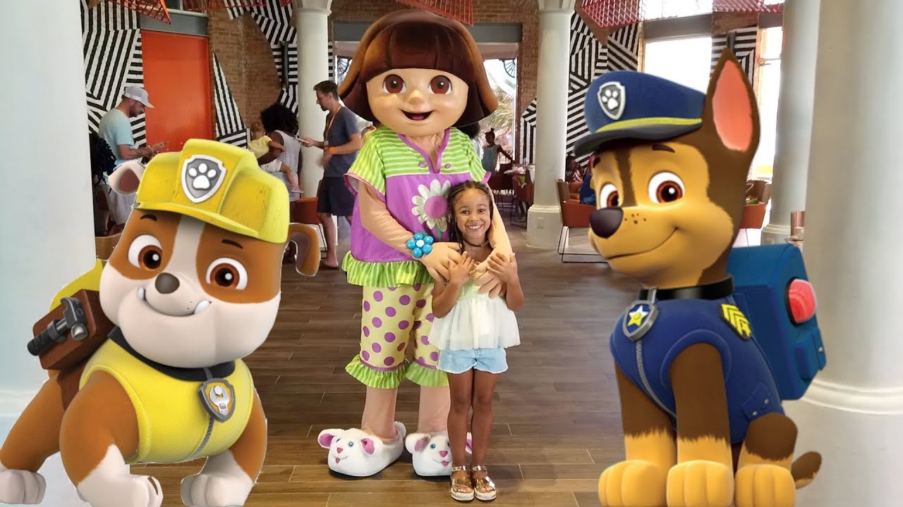 Cali Has Breakfast with Paw Patrol and Dora! - YouTube