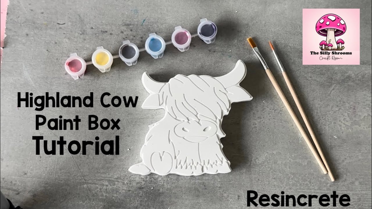 Resin Crete Tutorial Highland Cow - Paint Your Own Box 🐮🍄 - YouTube