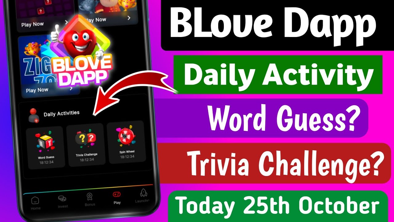 Blove Dapp Daily Activity Today ? Word guess code & Trivia challenge answer ? 25th October - YouTube