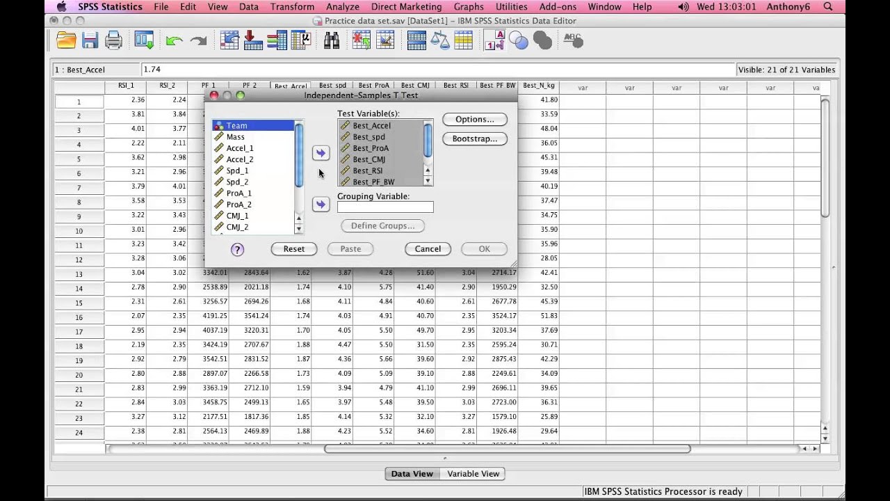 Independent samples t-test in SPSS - YouTube