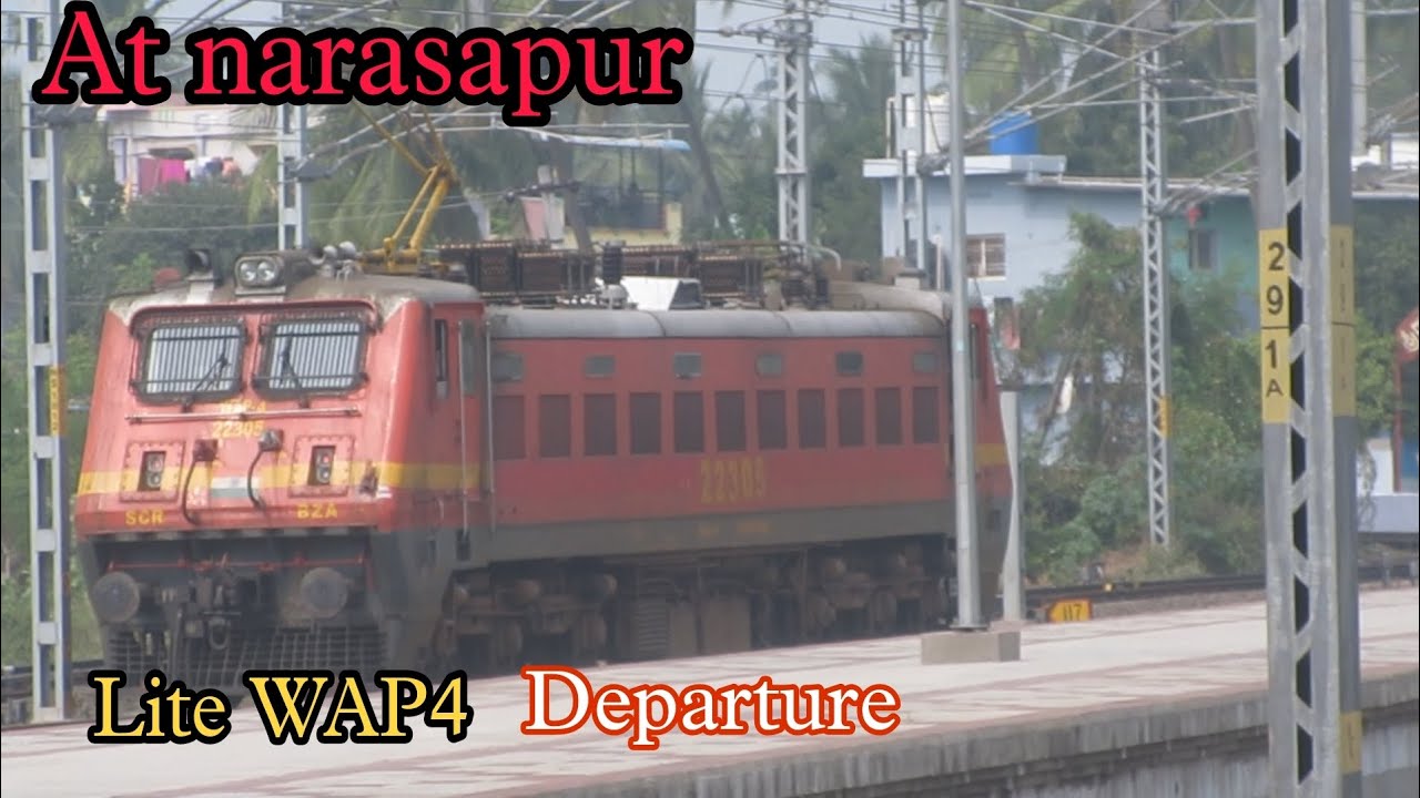 Single WAP4 loco departure at Narasapur | Lite mode Departure WAP4 ...