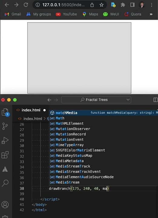 Coding fractal tree in html & javascript #fractal #javascript #htmlcss #mathsshorts # ...