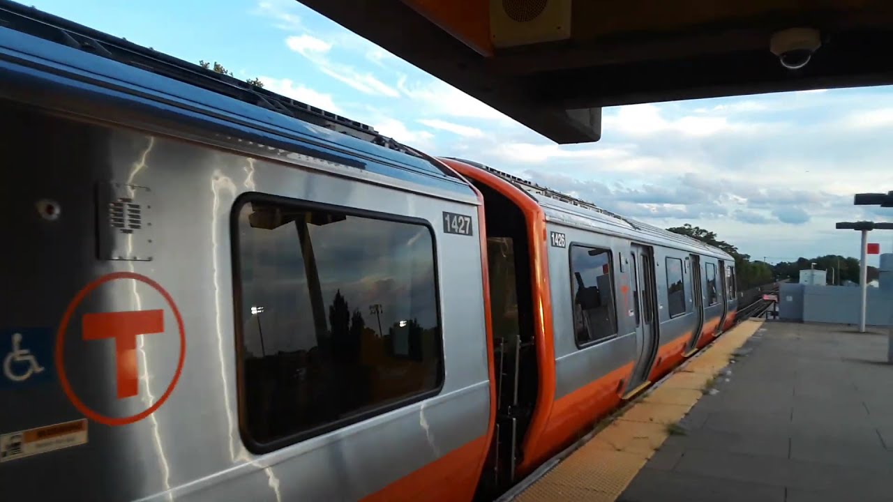 MBTA Orange Line New CRRC 1400 Series Trains Arriving at Malden Center ...