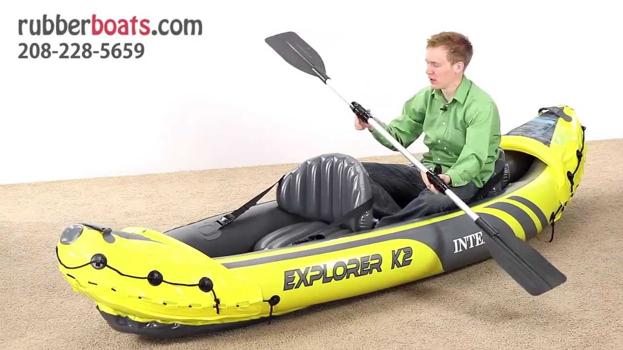 Надувной двухместный каяк Intex Explorer К2 68307 - YouTube