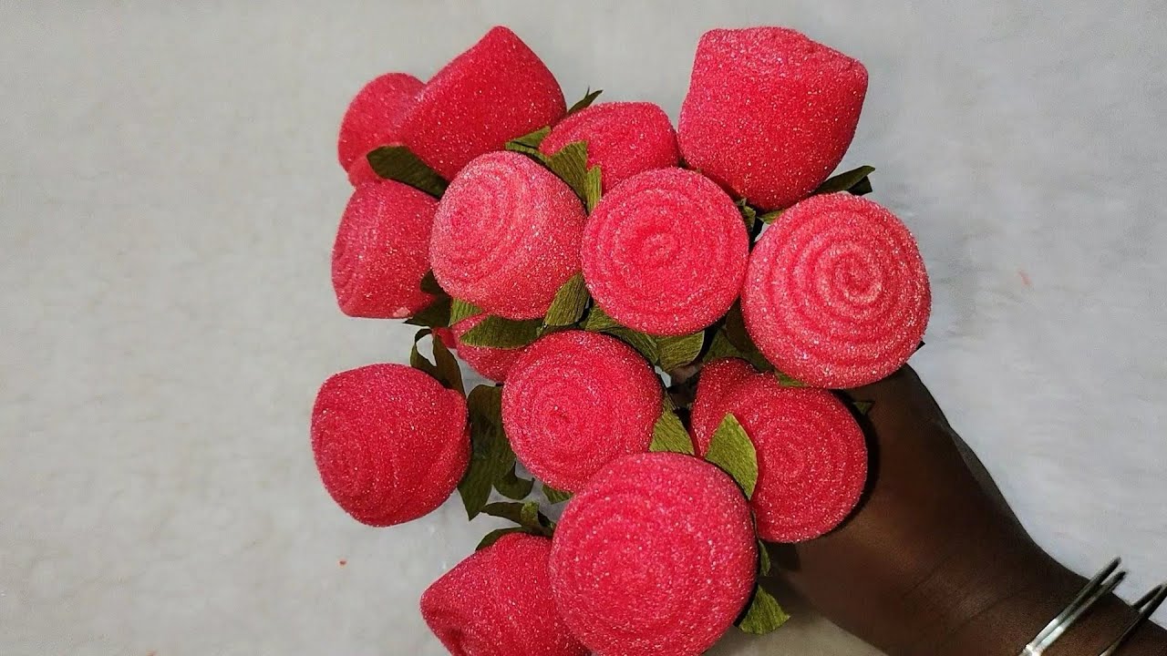 Diy Rose 🌹 Flowers With Sponge Sheet/ Flower Making Tutorial/Sponge ...