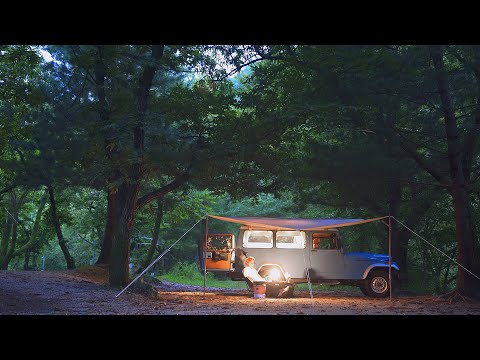 [4K] Kara gece, yanan gece, sıcak gece. Ateş güvesi gibi bir kızla kamp yapmak.