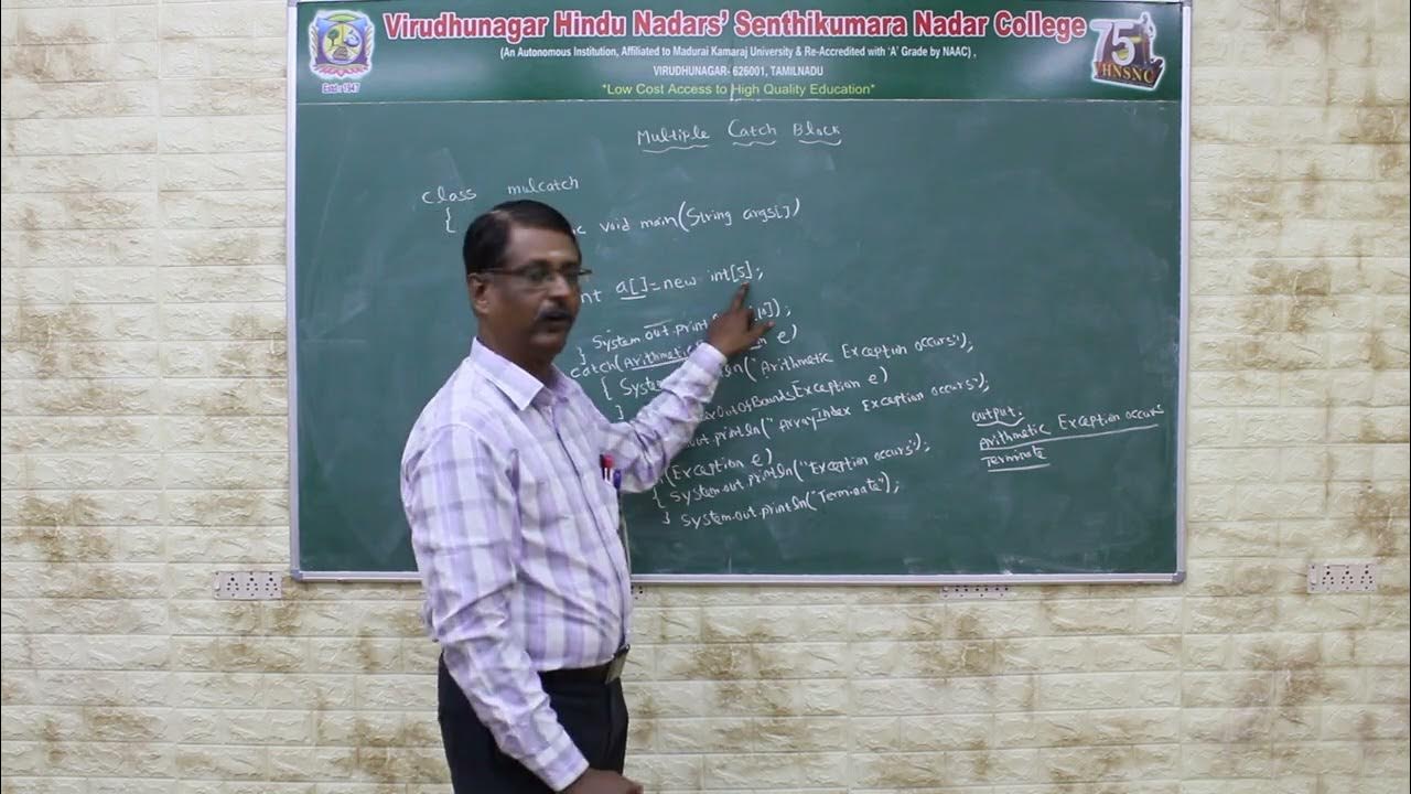 Multiple Catch Block | Java Programming | V.H.N.S.N.C (Autonomous ...