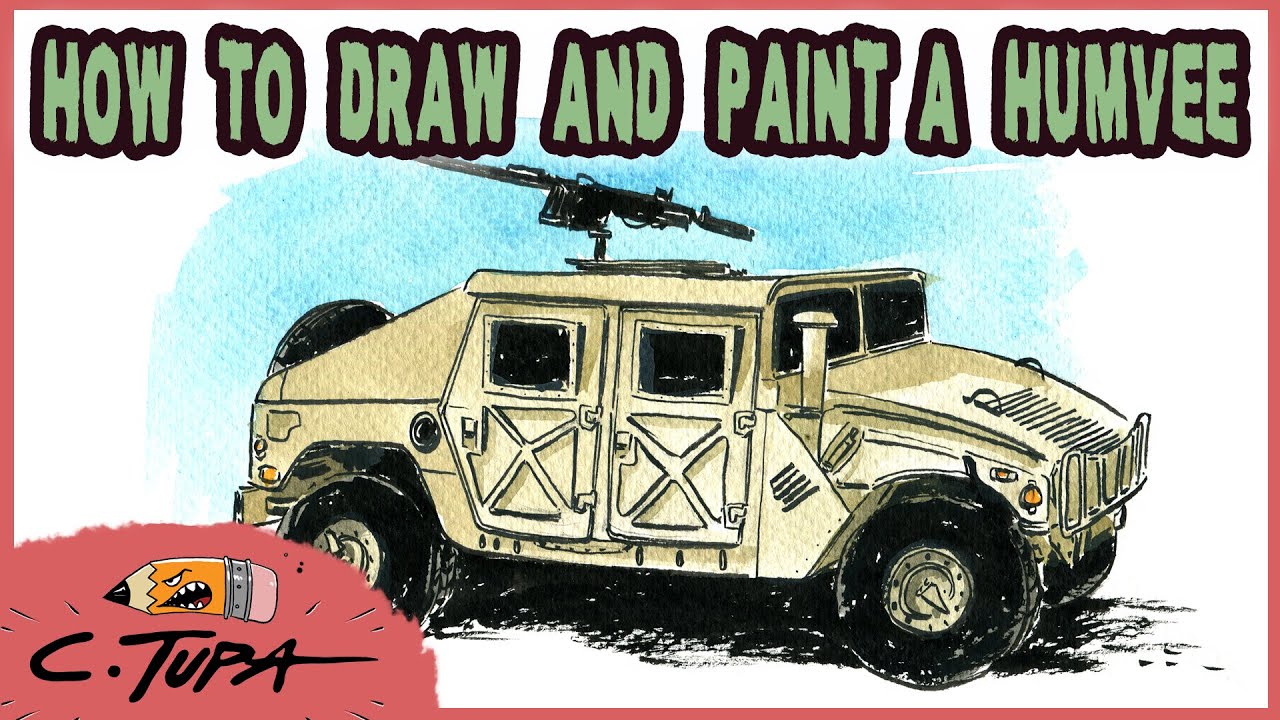 How to draw and paint a Humvee with watercolor - YouTube