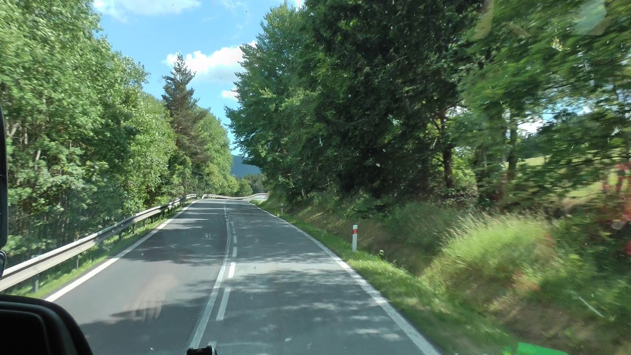 driver view 2 lane portion of Czech Hwy. 4 south from D4 Motorway to ...