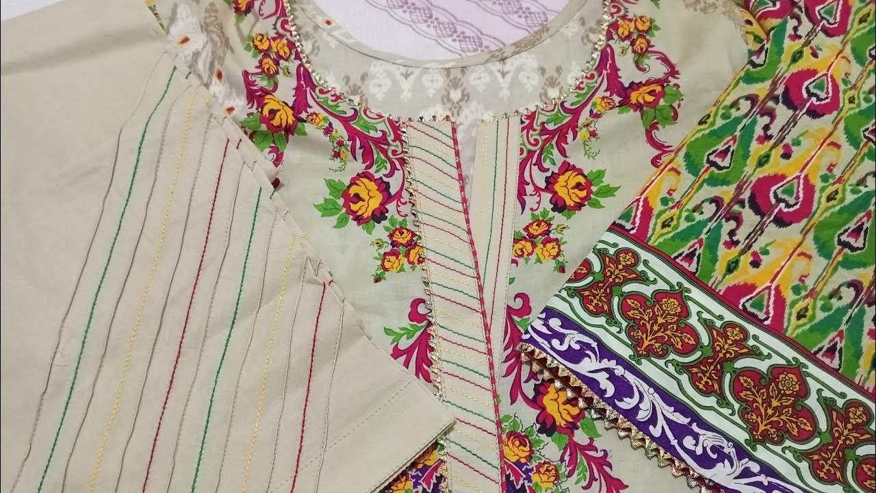 Stylish Neckline Design Using Gotta Lace and Dori Piping - YouTube