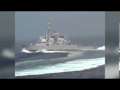 Navy ship makes high speed left turn - YouTube