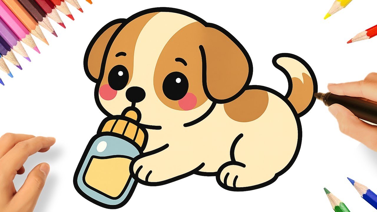 HOW TO DRAW A CUTE PUPPY BABY DOG EASY 🐶🍼 - YouTube
