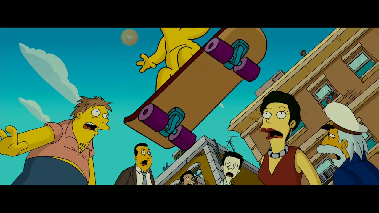 bart skate boarding naked in the simposons movie 2007 - YouTube
