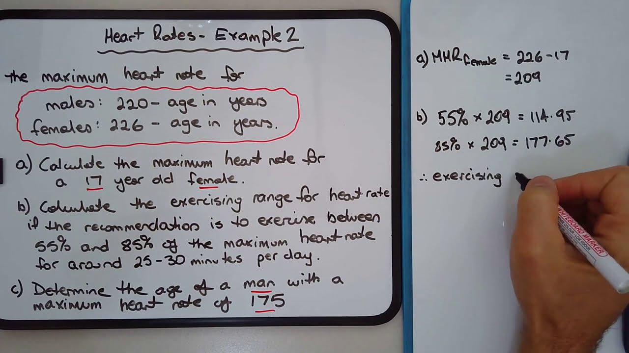 How to solve worded problems involving maximum & target heart rate ...