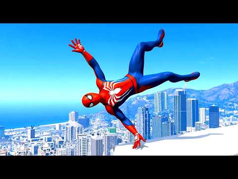SPIDERMAN CRAZY JUMPS/FALLS (GTA 5 Spider-Man Best Gameplay) #26