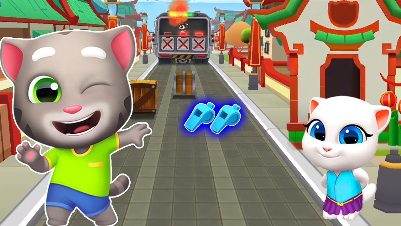 Tom & Neon Angela's Epic Chase with battle in Water Village - Talking ...