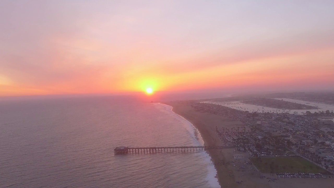 Balboa Pier, Newport Beach | Relaxing Sunset Drone Shot - YouTube