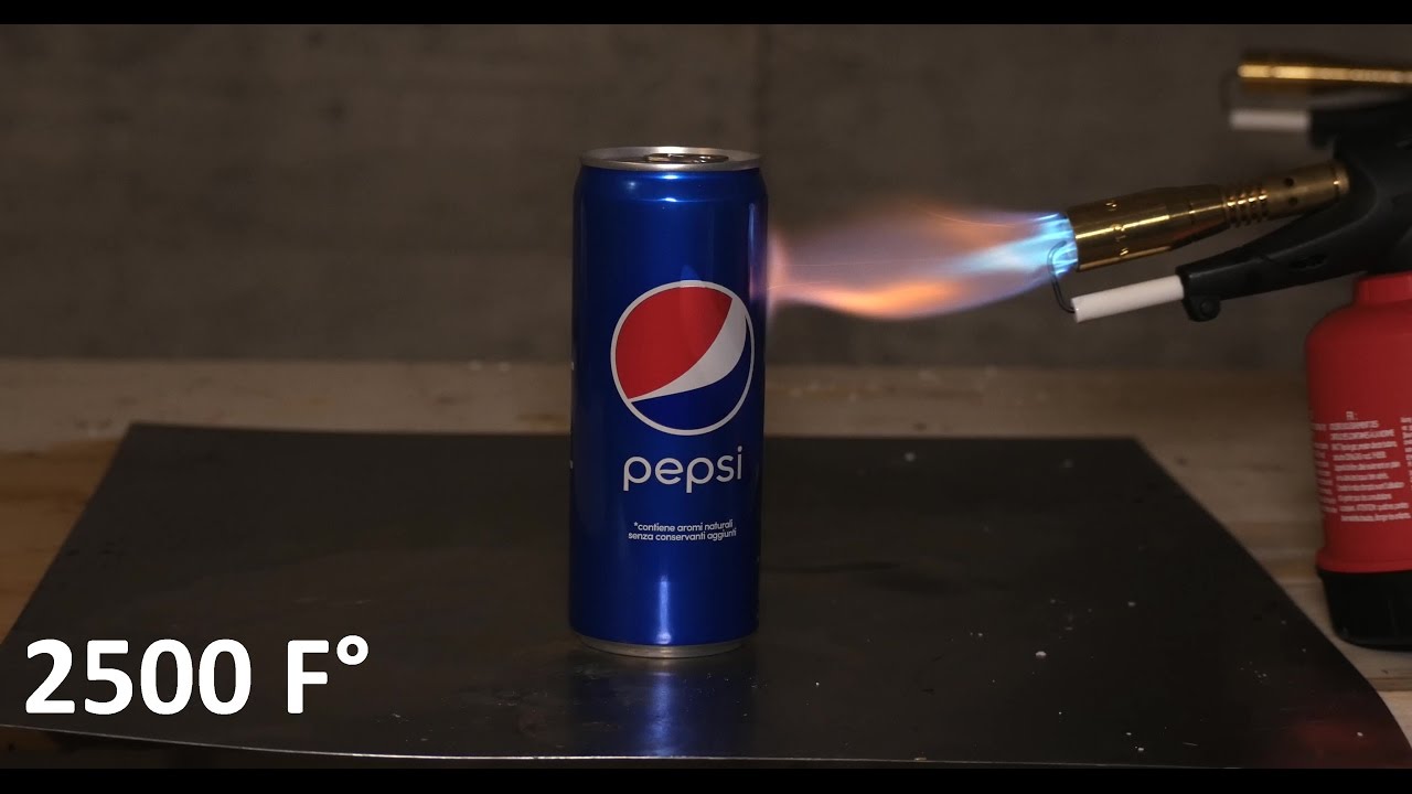 2500 F° degrees Blowtorch Vs Pepsi 4k HUGE explosion (1400 c° degrees ...