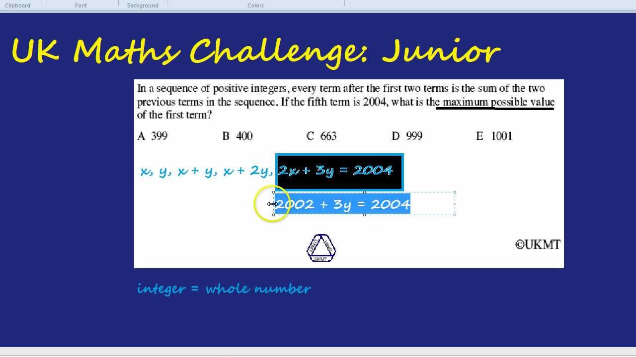 UK Maths Challenge: Junior - Integers - YouTube