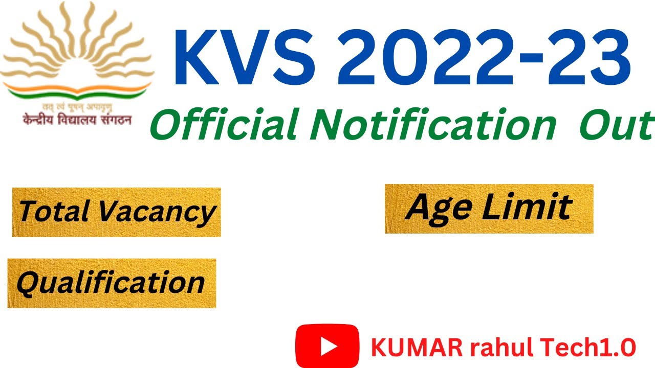 KVS Recruitment 2022 Notification | KVS TGT PGT Vacancy 2022 | KVS ...