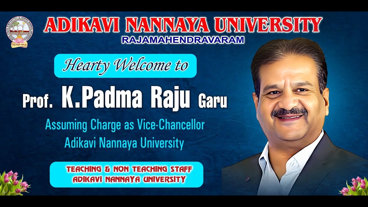 Prof K Padma Raju assumed charge as VC of the NANNAYA UNIVERSITY - YouTube