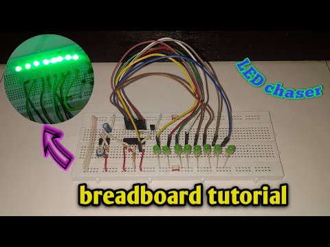 make 8 led chaser circuit breadboard tutarial हिंदी explain ...
