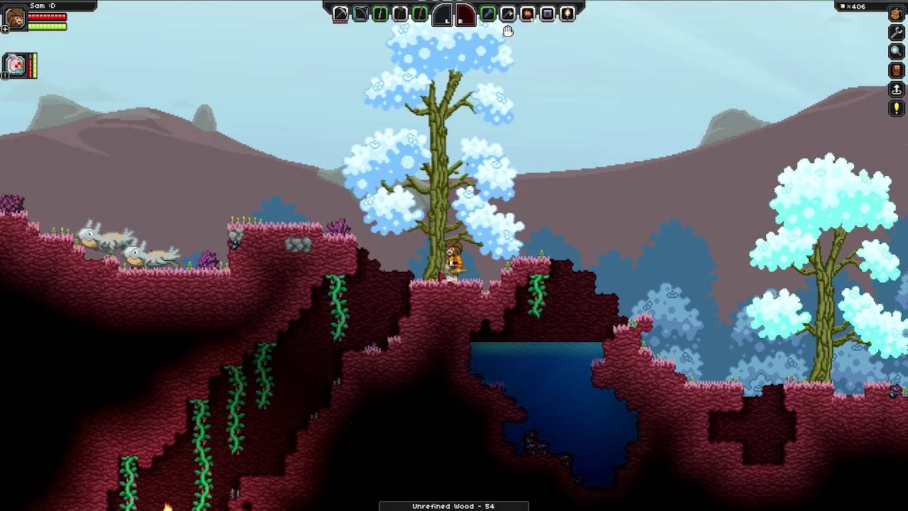 Starbound: Cutting down trees - YouTube